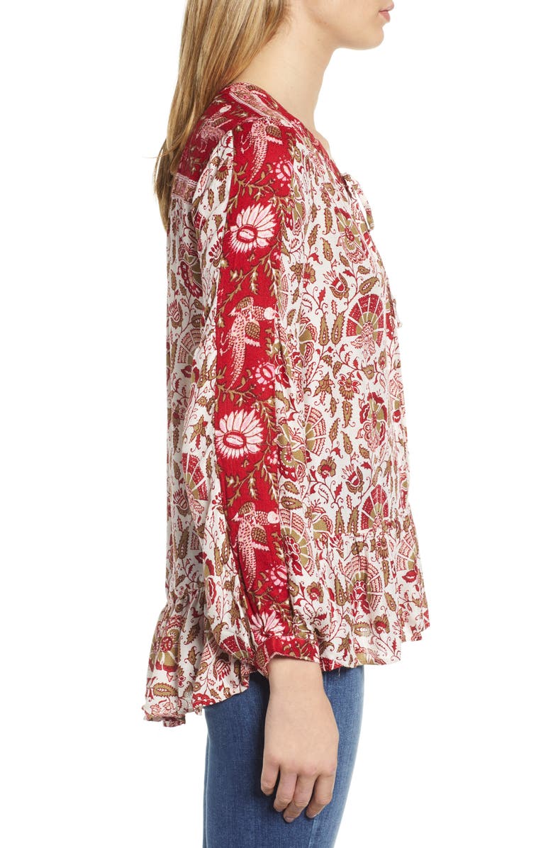 Lucky Brand Border Print Peasant Top | Nordstrom