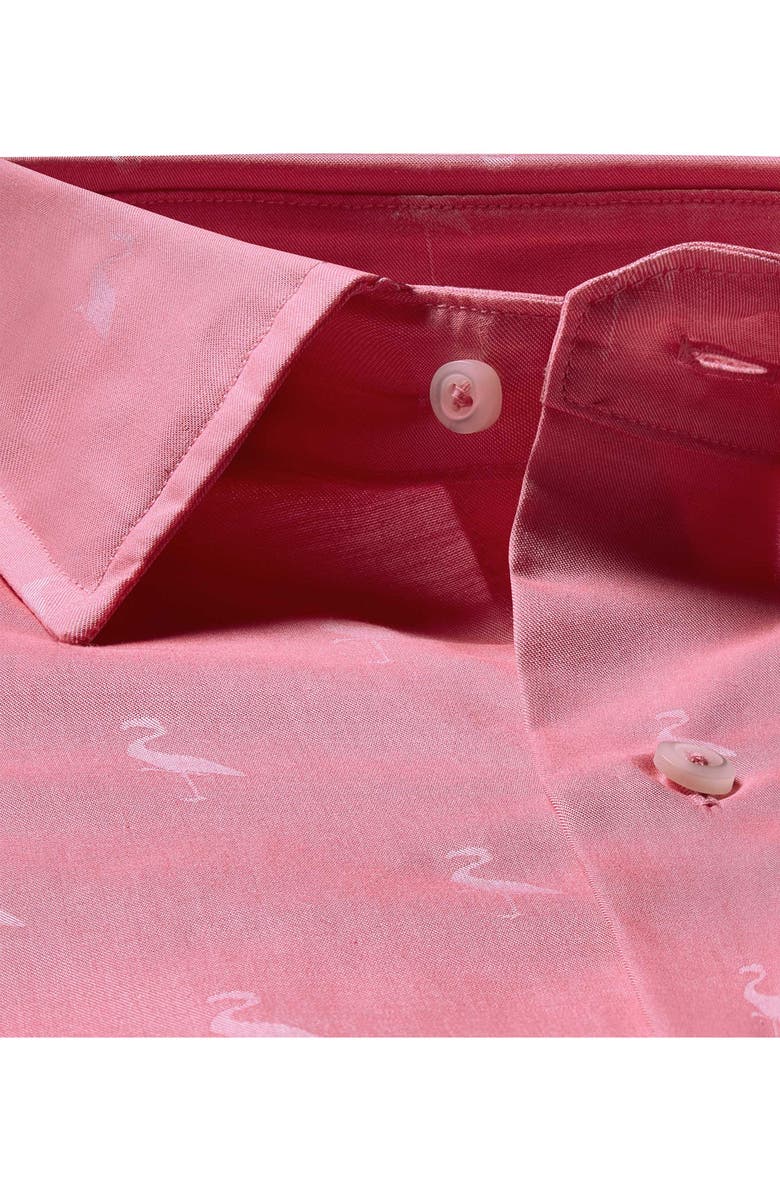 David Donahue Flamingo Dobby Short Sleeve Button-Up Shirt | Nordstrom