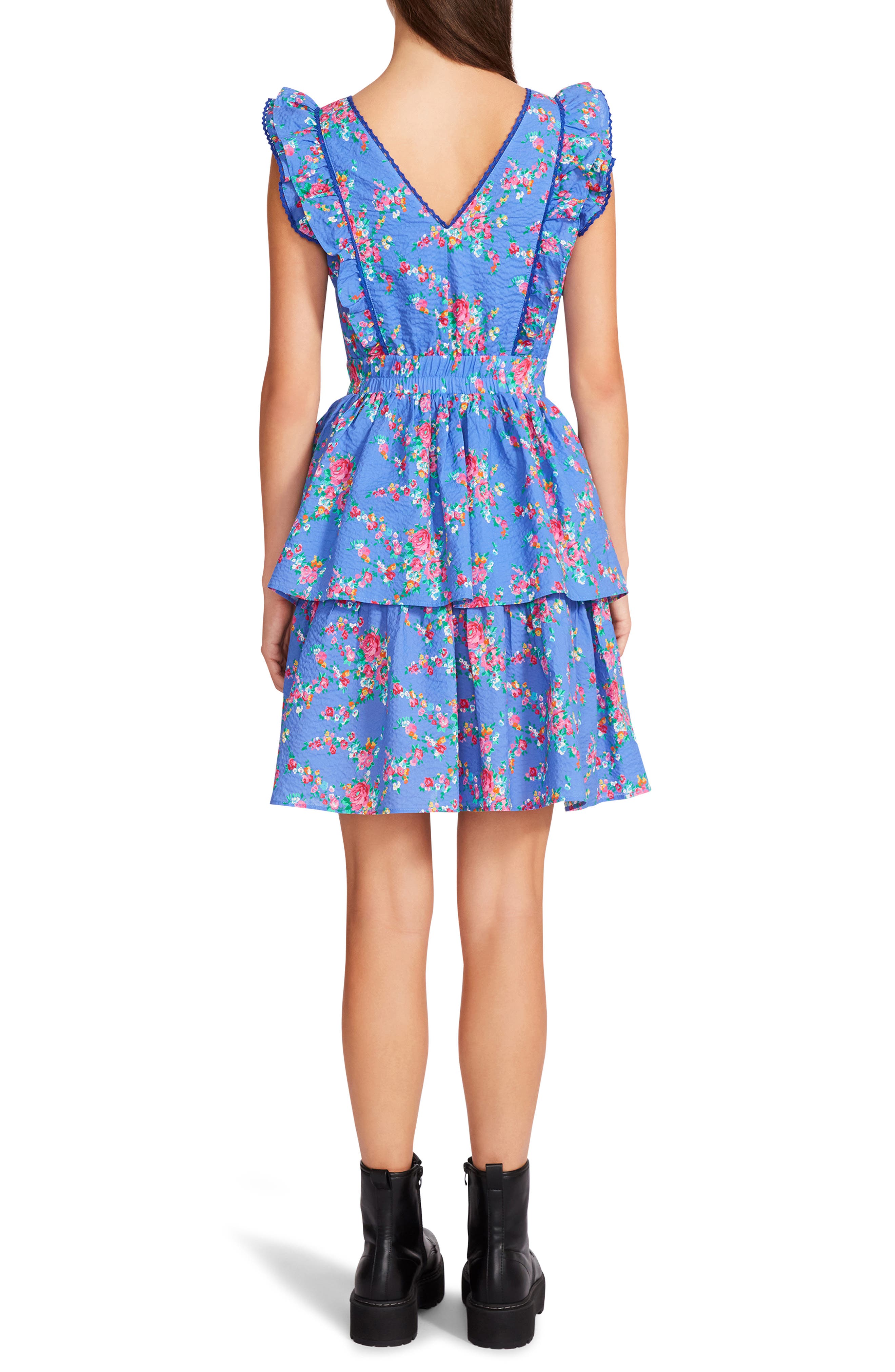 Betsey Johnson V-Neck Sleeveless Bush Gardens Seersucker Minidress ...