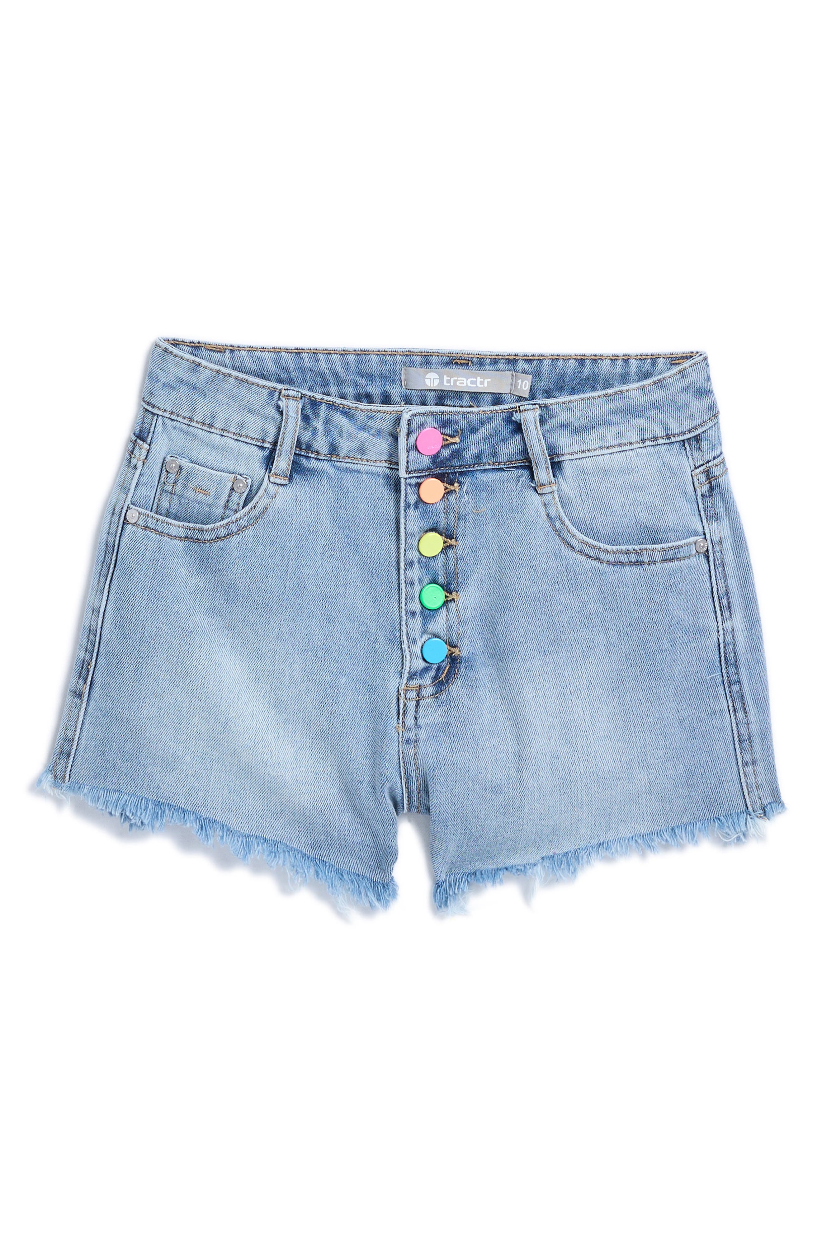 Tractr Kids' Rainbow Exposed Button Denim Shorts | Nordstromrack