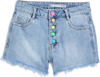 Tractr Kids' Rainbow Exposed Button Denim Shorts | Nordstromrack