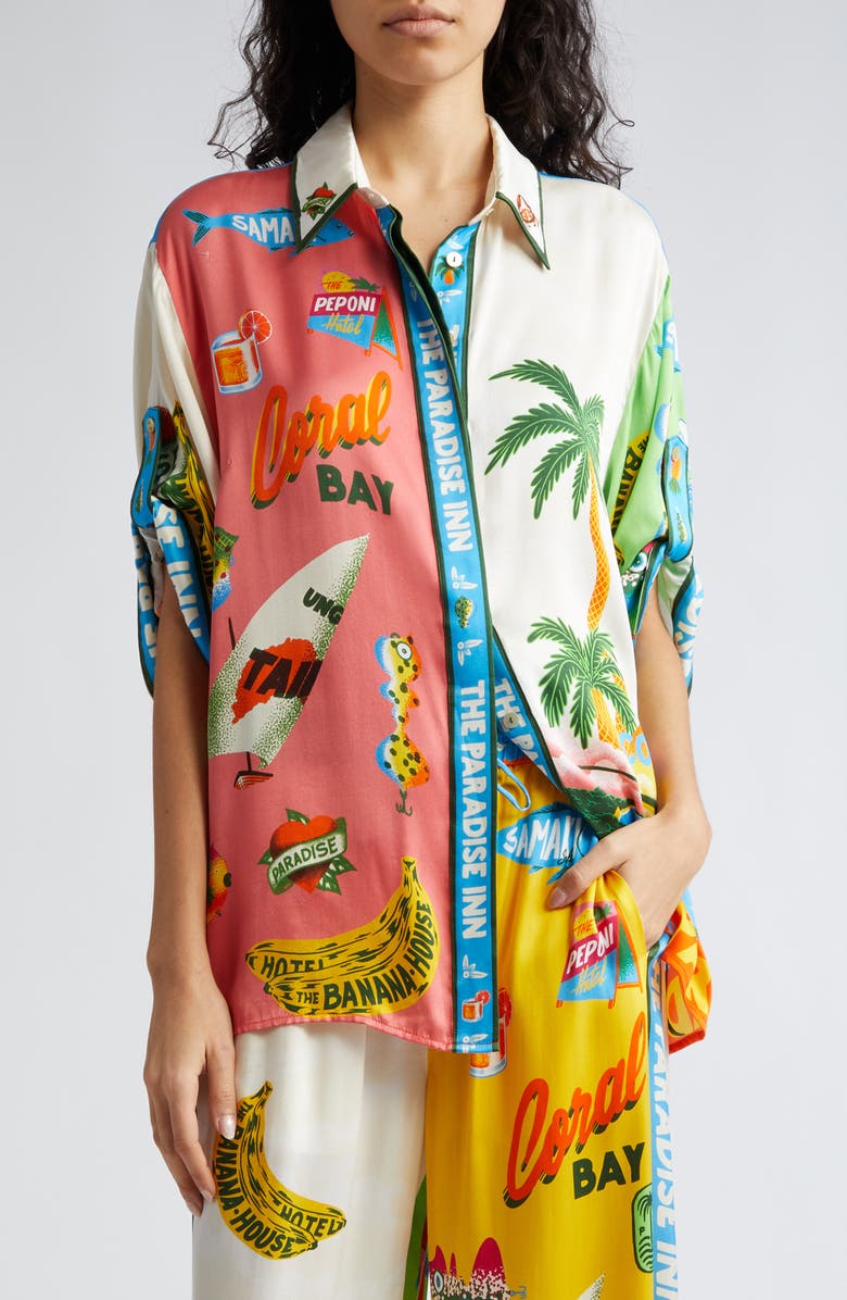 ALEMAIS Paradiso Print Silk Shirt | Nordstromrack