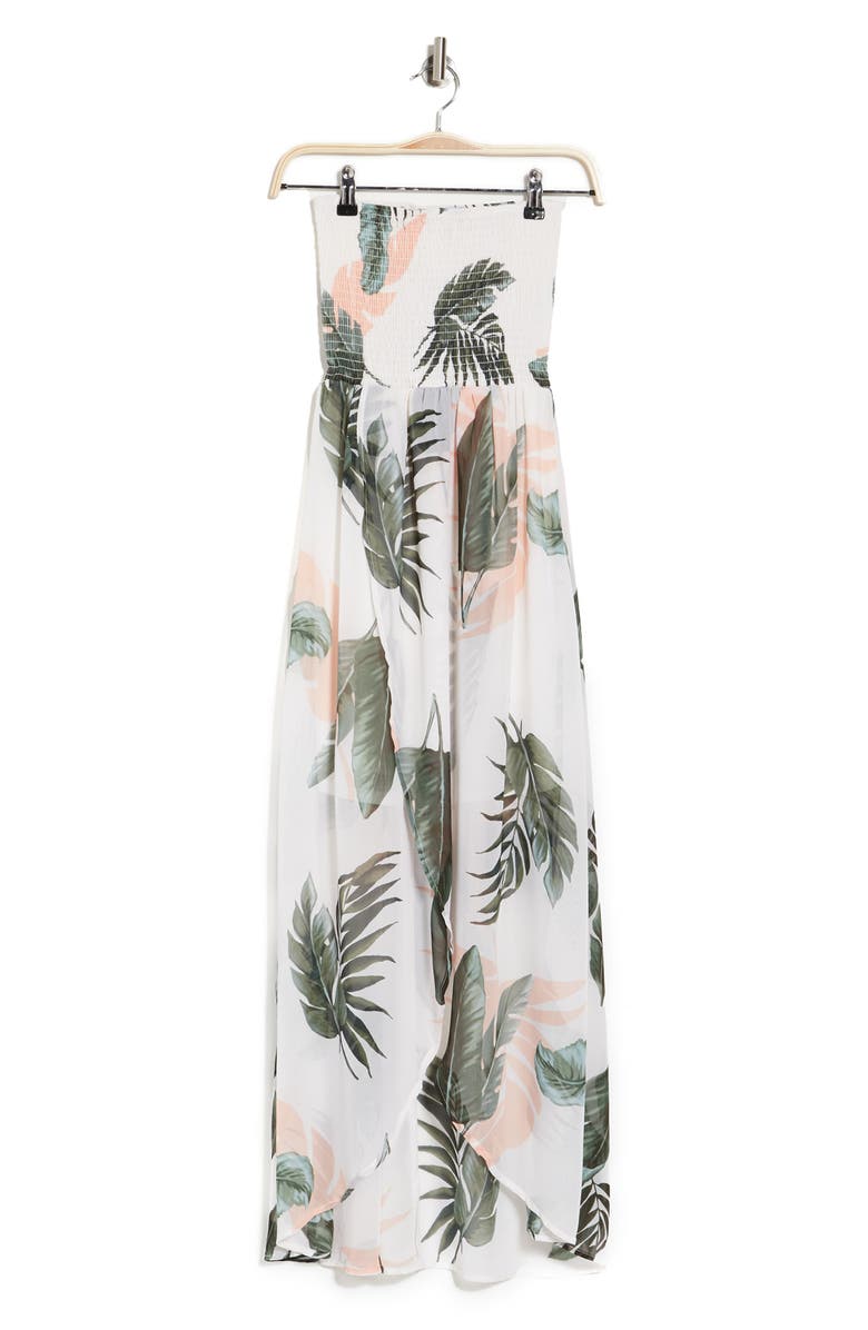 STILLETTOS Strapless Palm Leaf Print High/Low Dress | Nordstromrack
