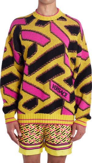 Versace La Greca Monogram Virgin Wool Sweater | Nordstrom