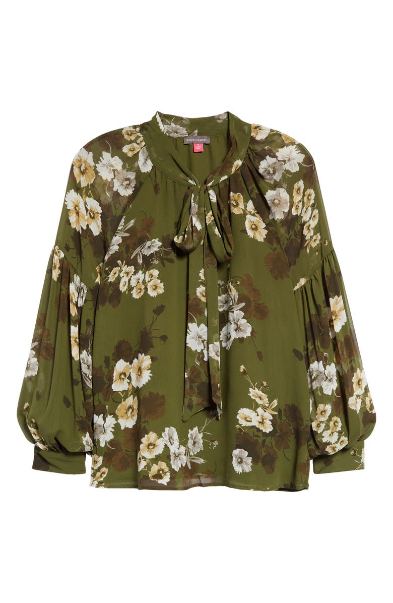Vince Camuto Floral Print Tie Neck Blouse | Nordstromrack