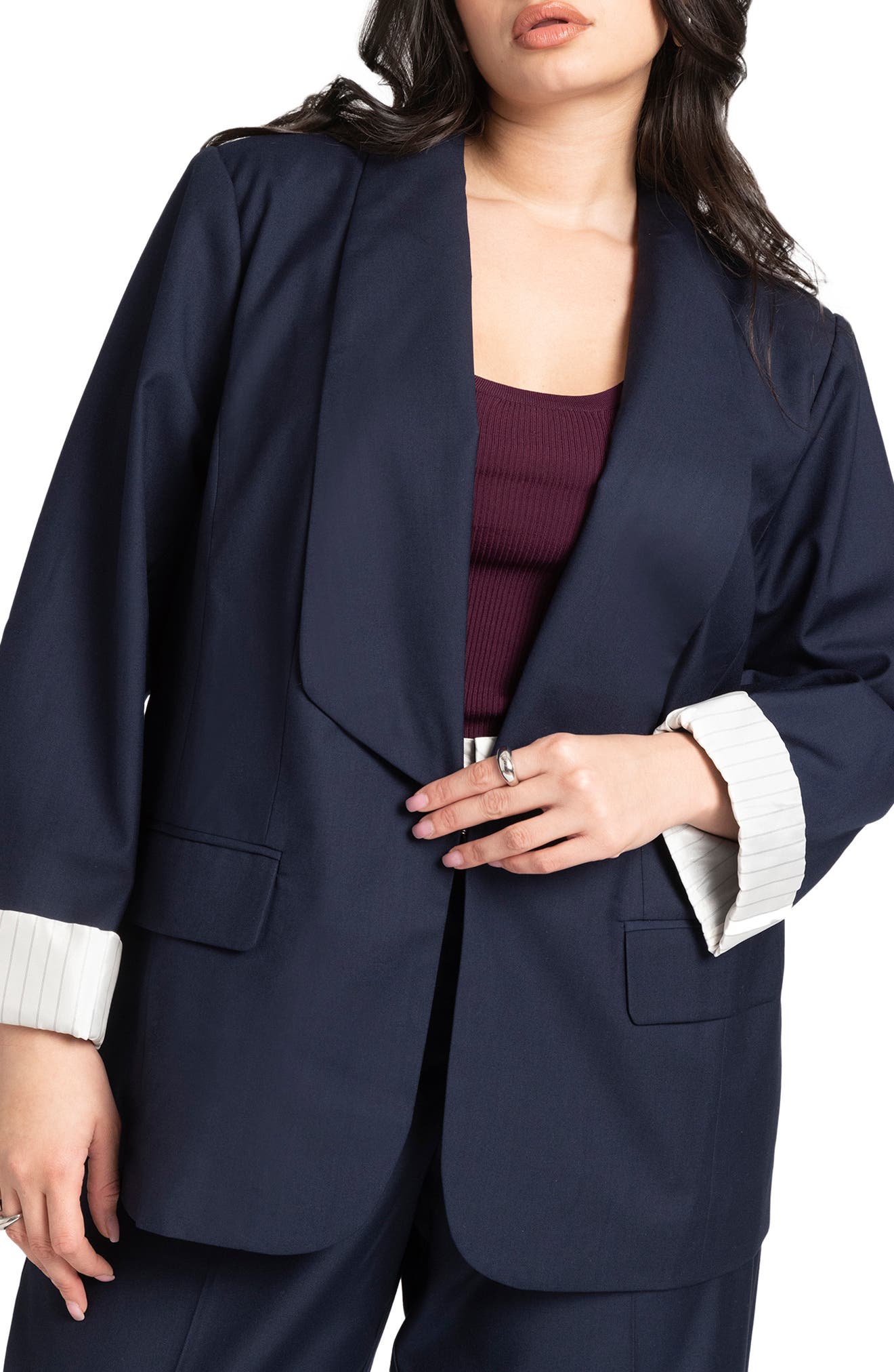 ELOQUII Oversize Roll Cuff Blazer | Nordstrom