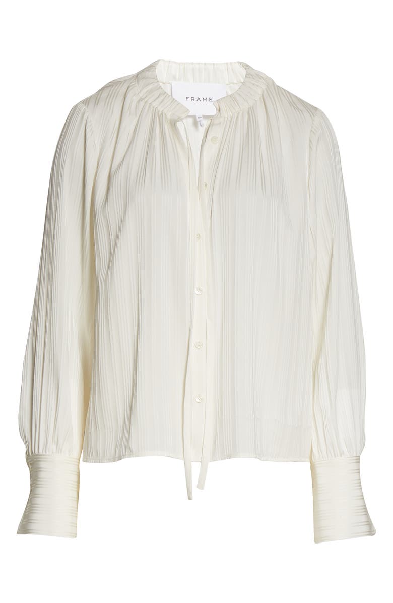 FRAME Shirred Neck Stretch Silk Blouse | Nordstromrack
