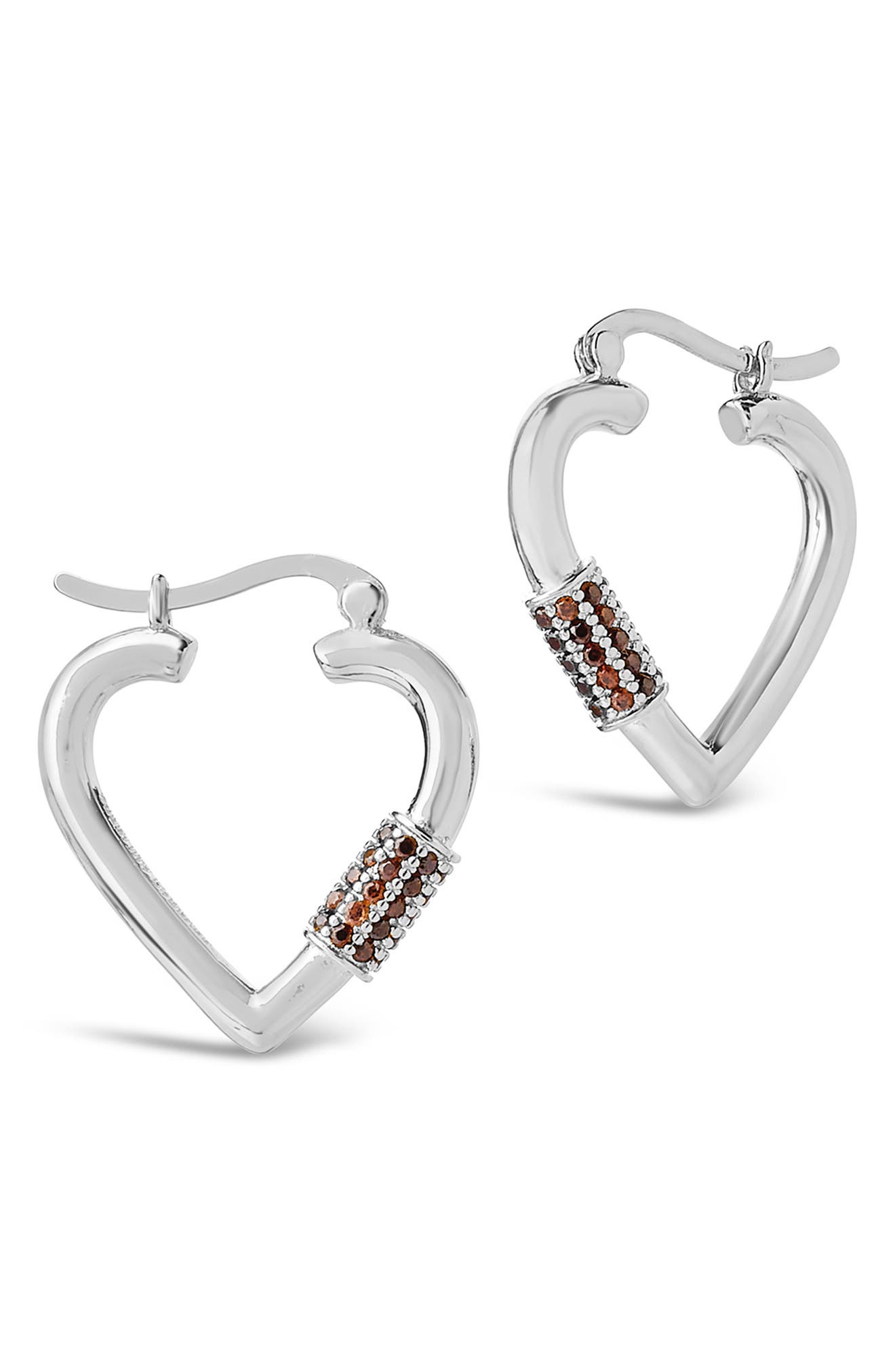 Rootbeer CZ Heart Carabiner Lock Hoop Earrings (Women) | Nordstromrack