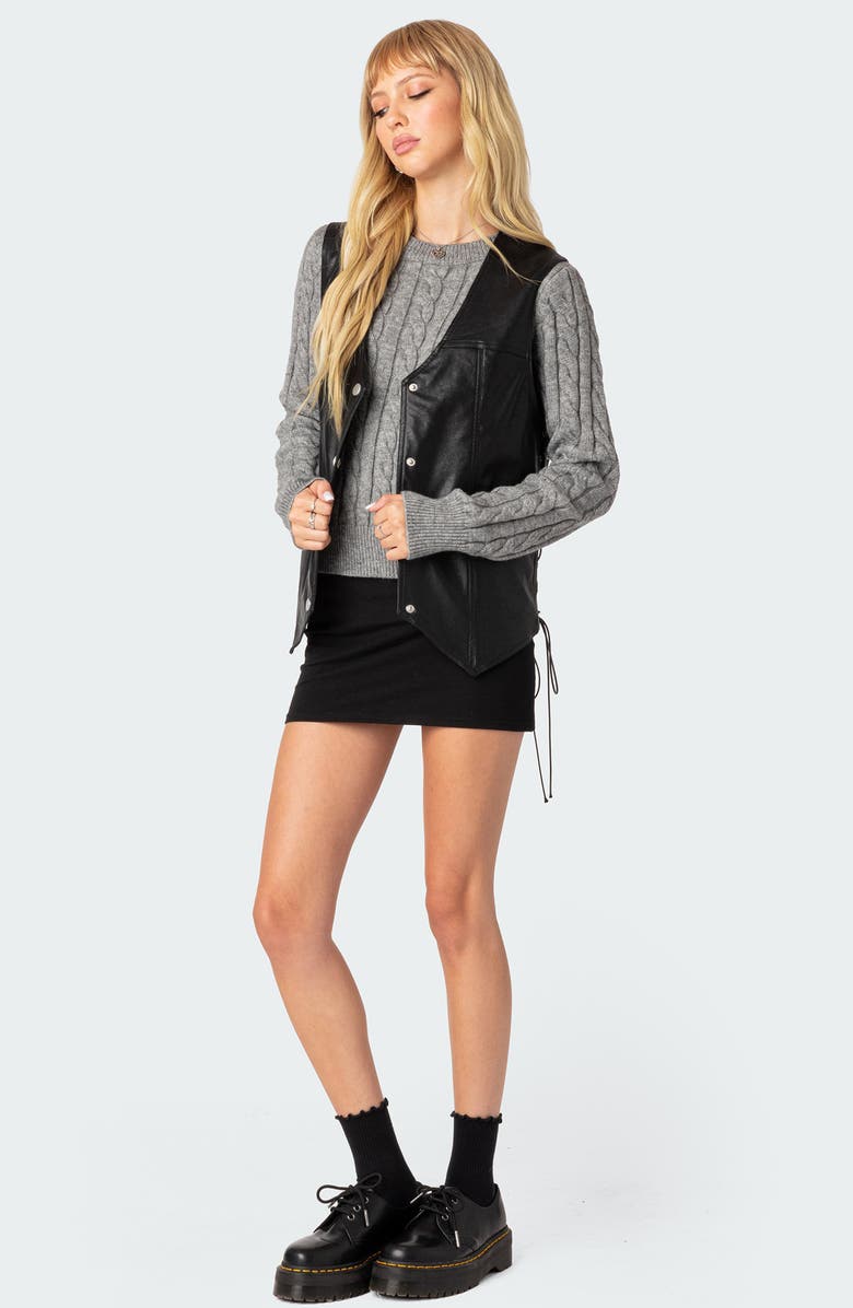 EDIKTED Kara Oversize Lace-Up Faux Leather Vest | Nordstrom
