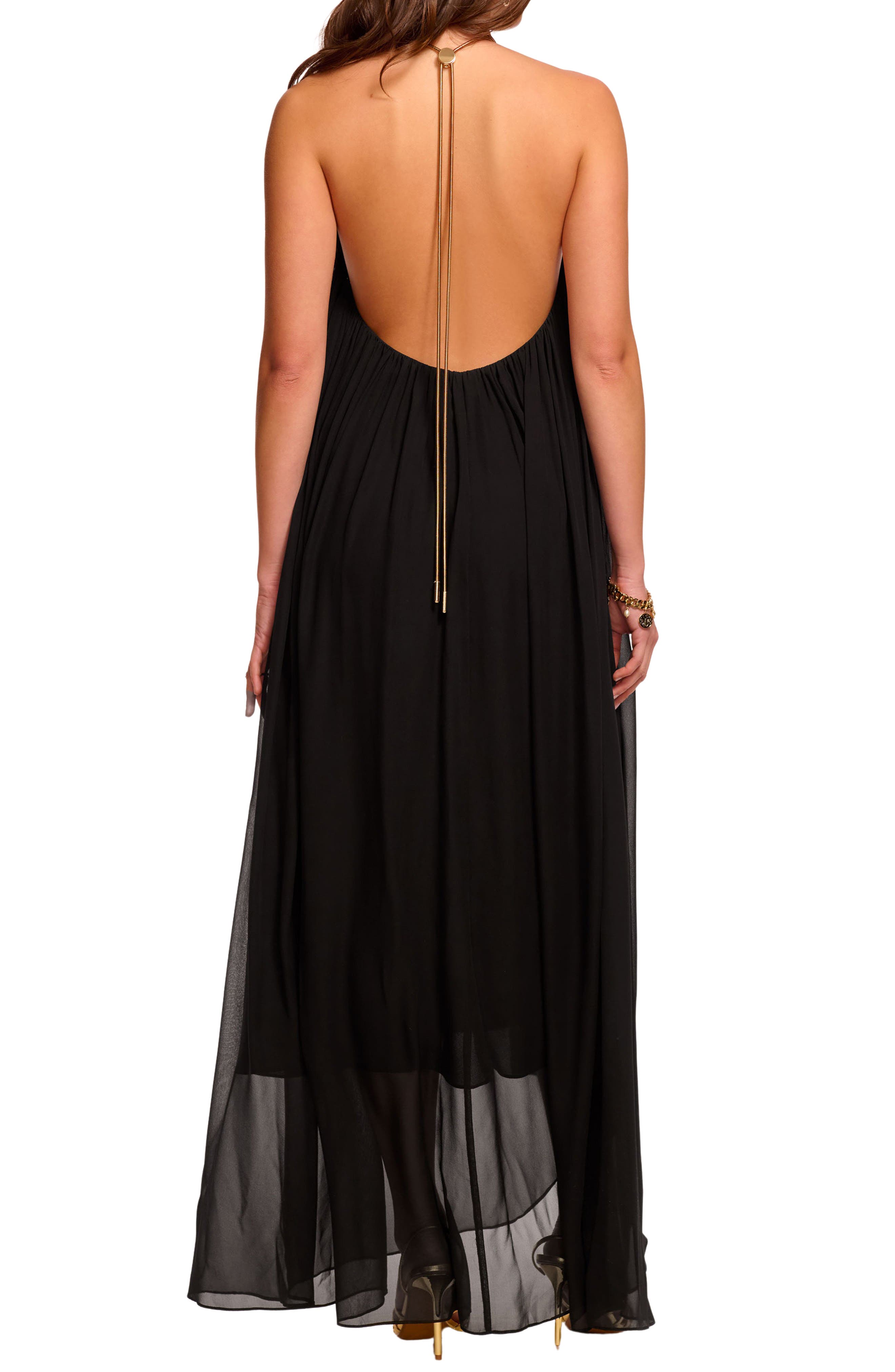 Ramy Brook Rain Chain Detail Halter Neck Silk Gown | Nordstrom