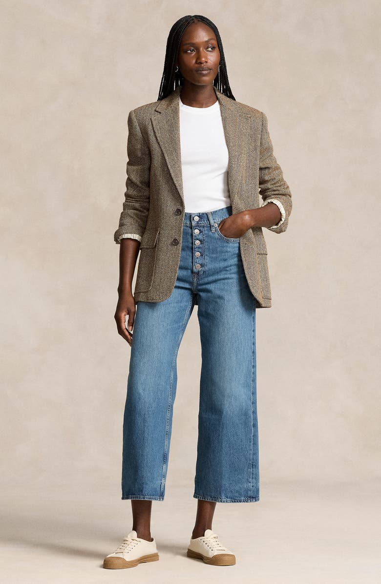Polo Ralph Lauren Exposed Button Fly Crop Wide Leg Jeans | Nordstromrack
