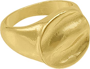 Adornia 14K Yellow Gold Plated Ripple Signet Ring | Nordstromrack