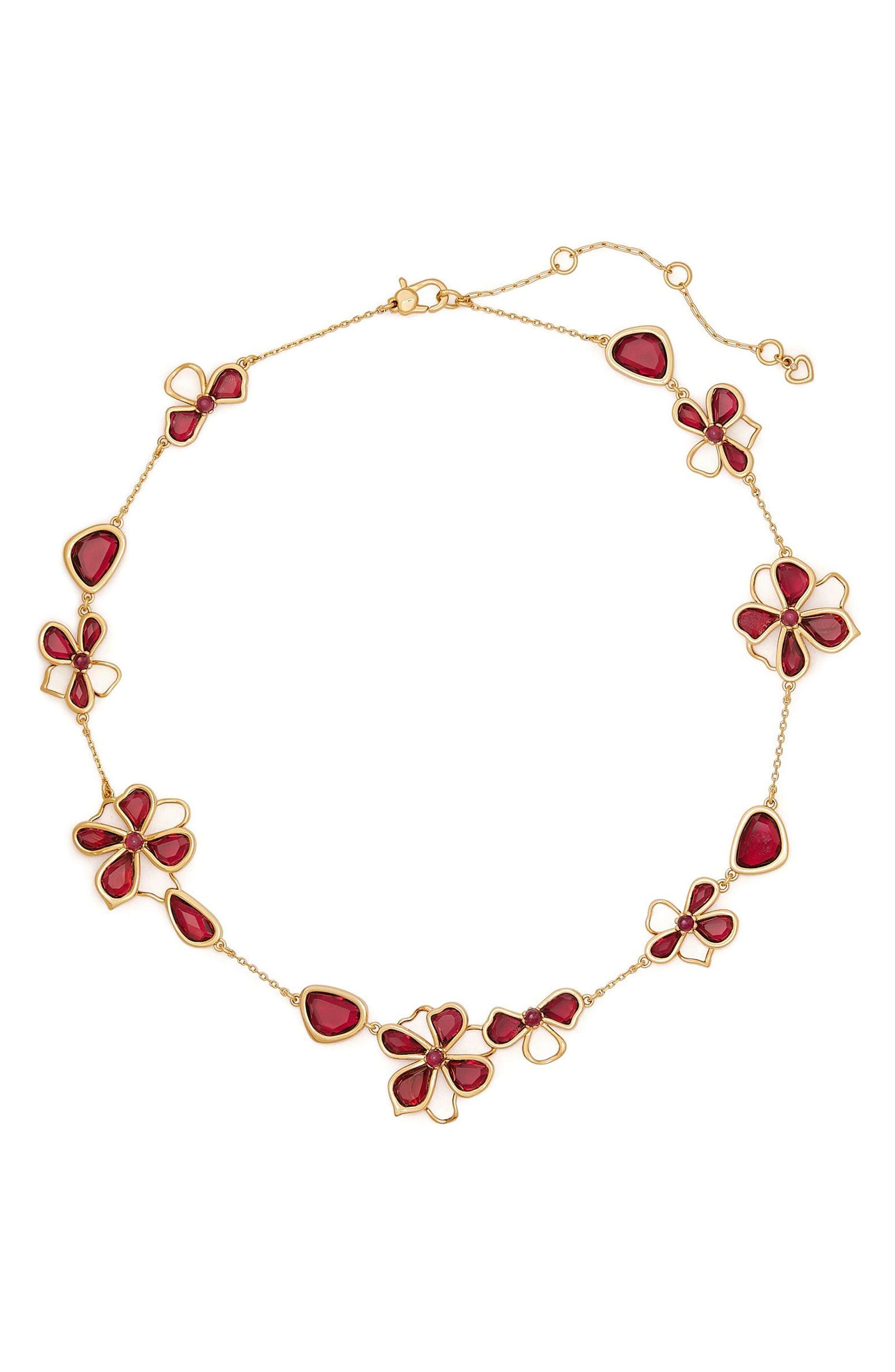 Kate Spade New York floral shimmer crystal station necklace | Nordstrom