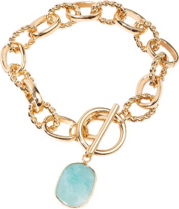 SAACHI Skylar Chain Link Stone Pendant Toggle Bracelet | Nordstromrack