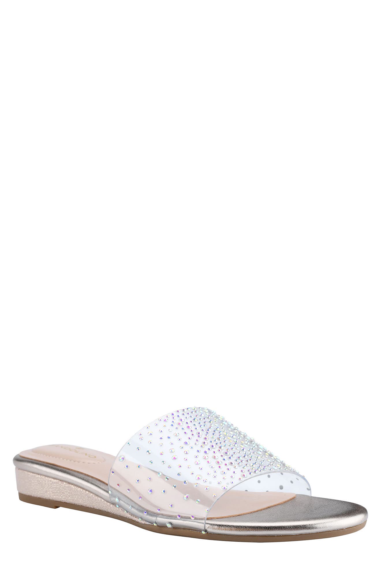 Bandolino Kenzo Clear Embellished Slide Sandal (Women) | Nordstromrack