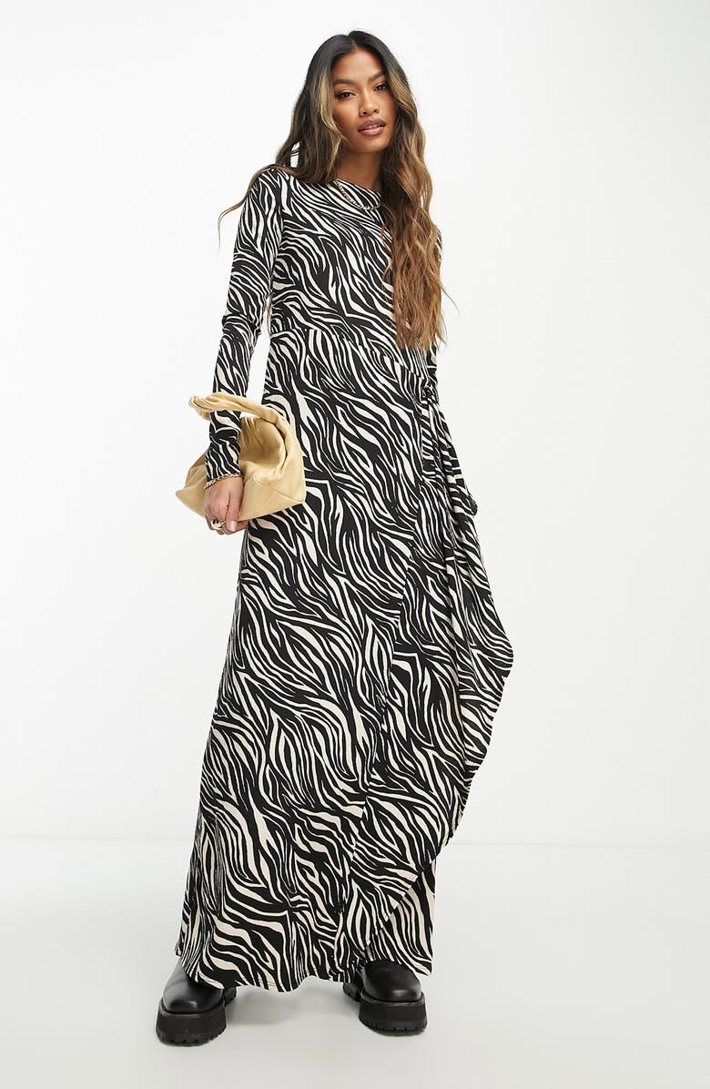 ASOS DESIGN Crinkled Long Sleeve Knit Maxi Dress | Nordstromrack
