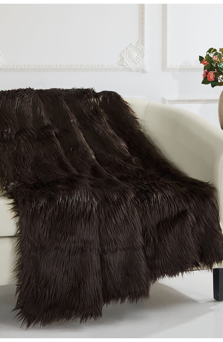 CHIC Krista Shaggy Faux Fur Blanket - 50" x 60" - Brown | Nordstromrack