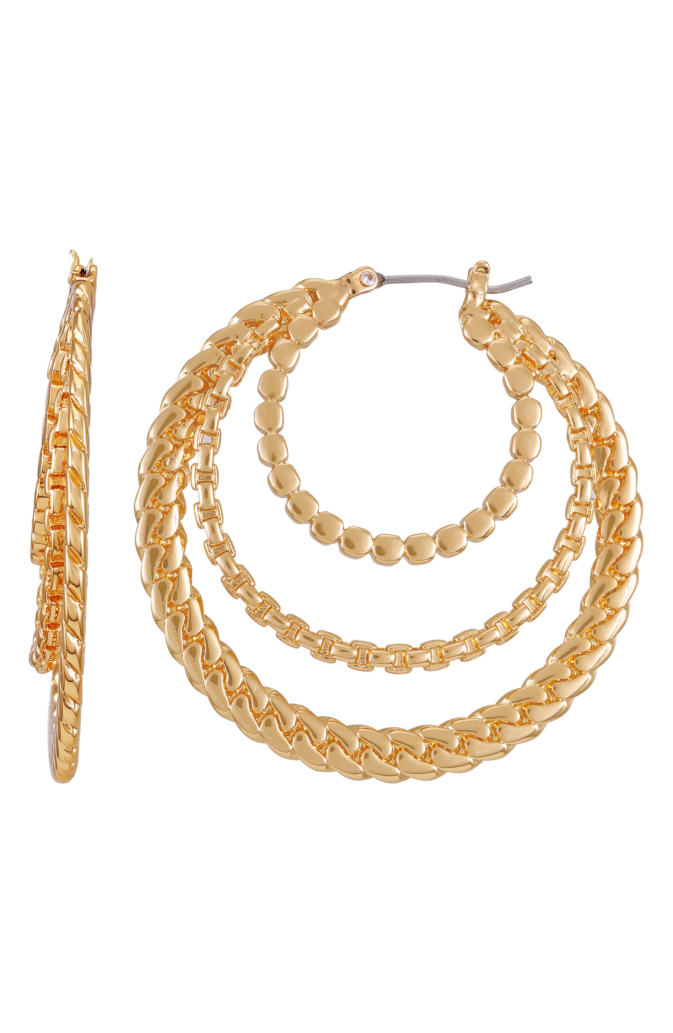 Vince Camuto Mixed Chain Hoop Earrings | Nordstromrack