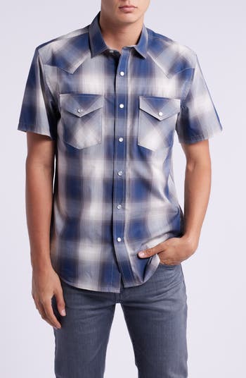 Pendleton Frontier Plaid Short Sleeve Snap-Up Western Shirt | Nordstrom