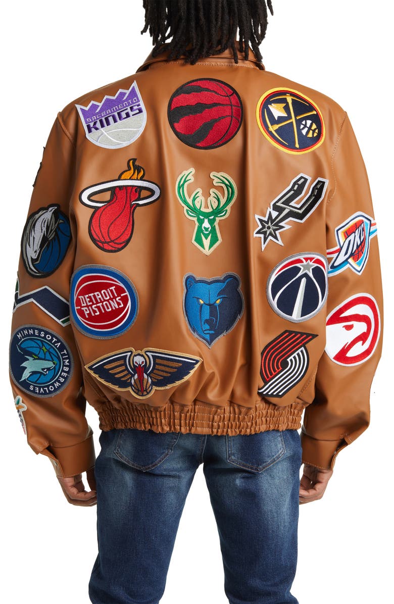 JEFF HAMILTON NBA Collage Faux Leather Jacket | Nordstrom