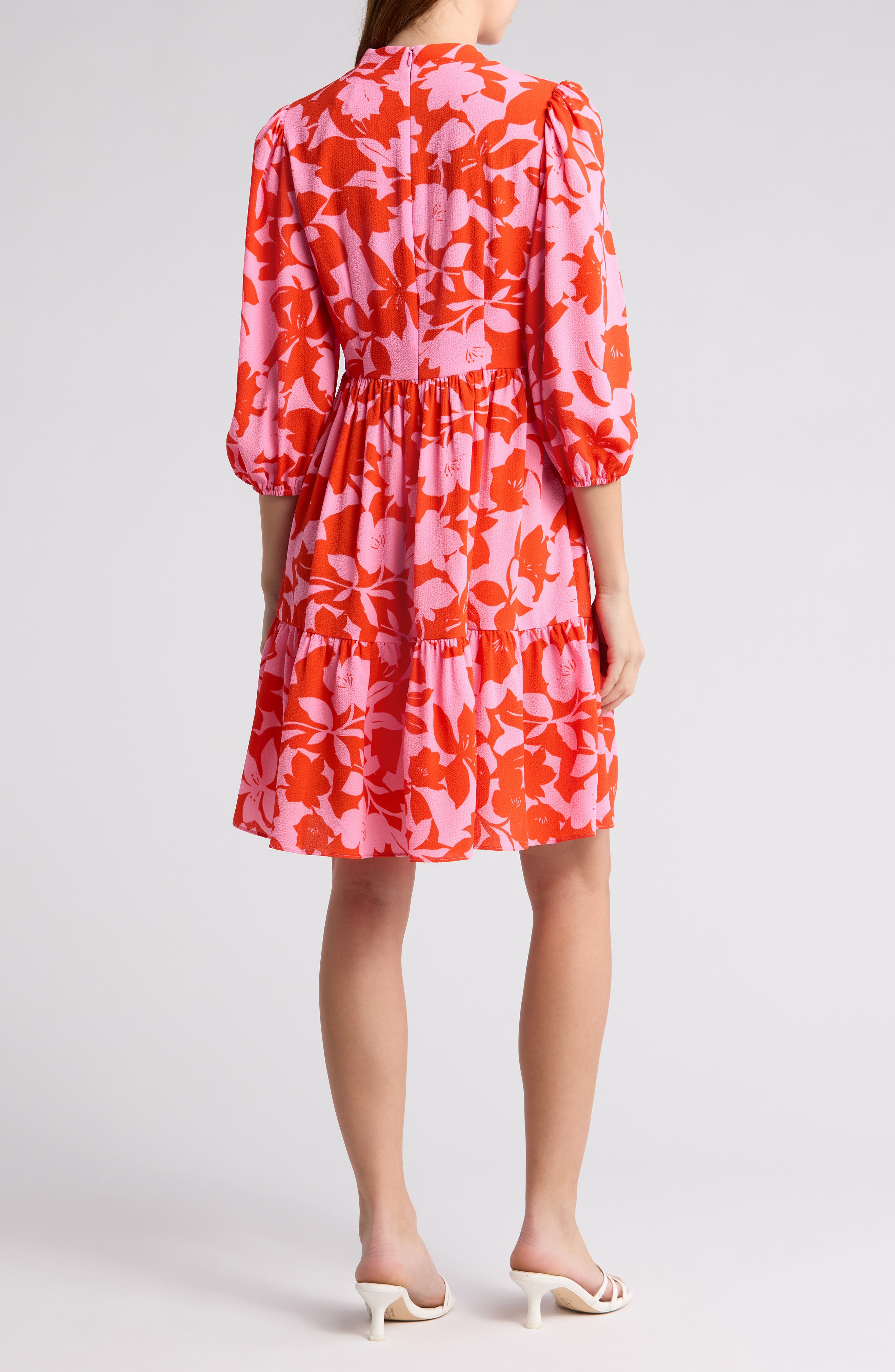 Eliza J Floral Long Sleeve Tiered Shift Dress | Nordstromrack