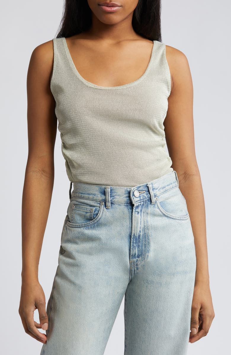 Topshop Side Ruched Metallic Sheer Tank | Nordstromrack