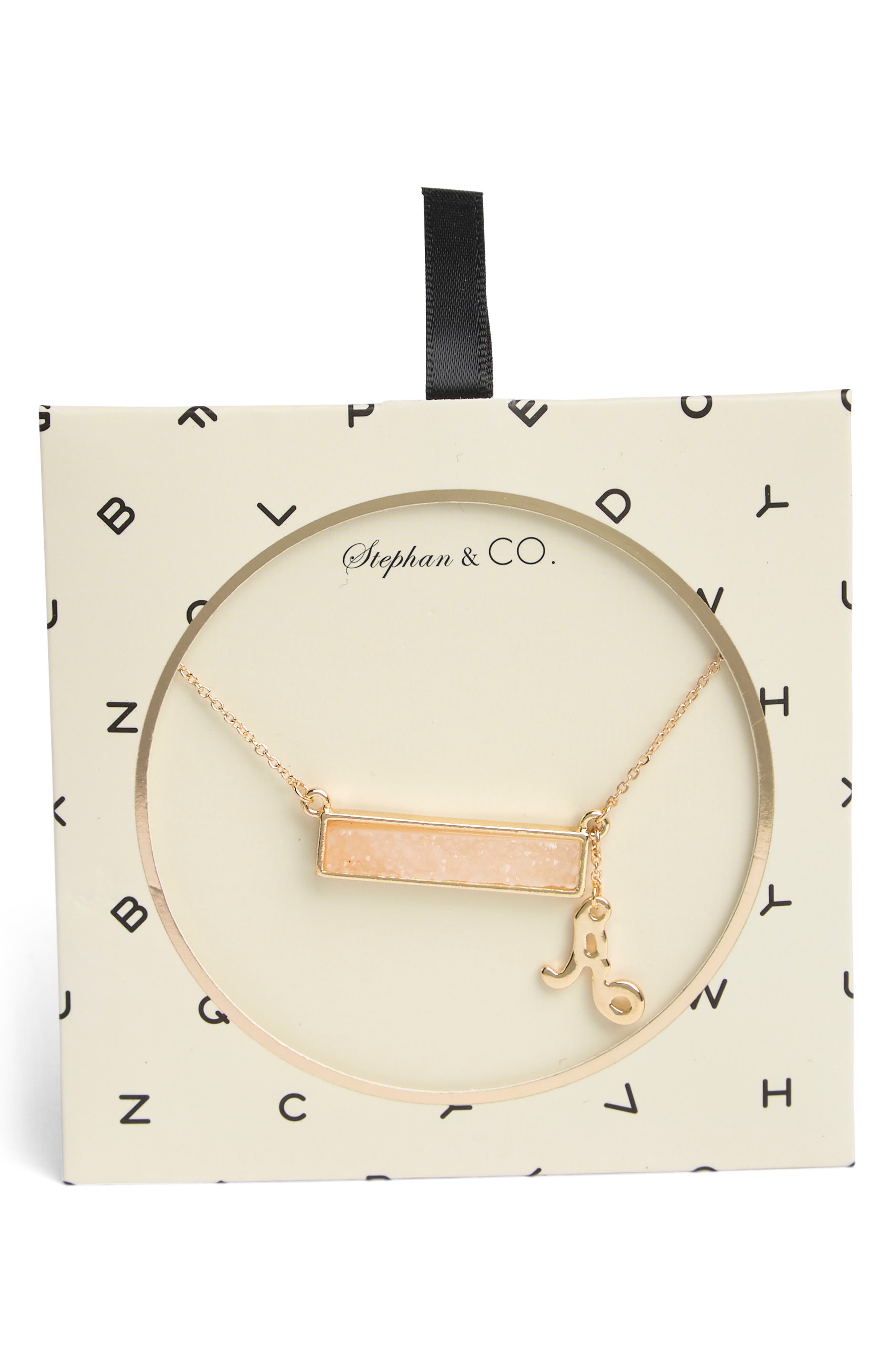 Stephan & Co. STEPHAN AND CO Drusy Bar & Initial Pendant Necklace ...