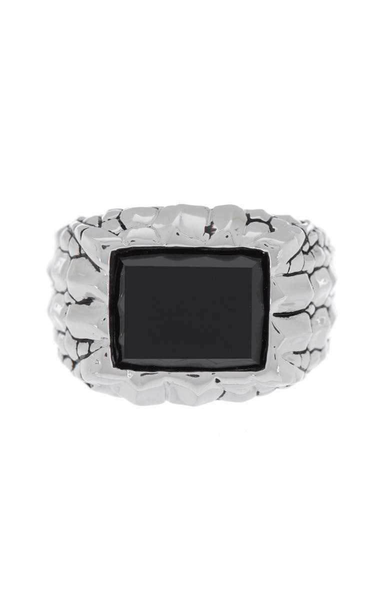 EFFY Sterling Silver Onyx Inlay Textured Ring - Size 10 | Nordstromrack