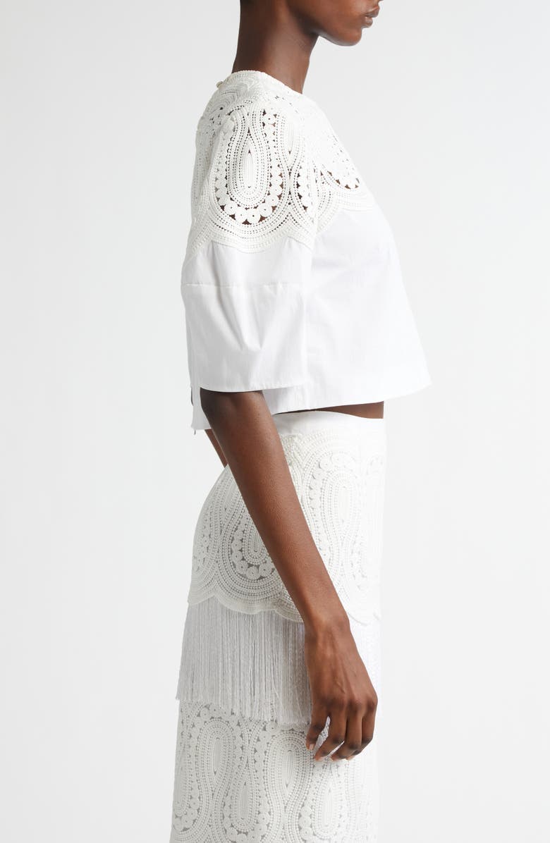 Lela Rose Iris Crochet Lace & Poplin Crop Top | Nordstromrack