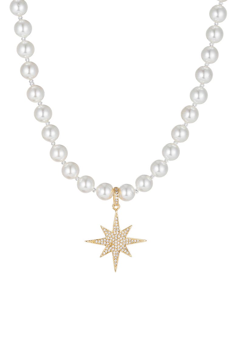EYE CANDY LOS ANGELES Hannah Shell Pearl CZ North Star Necklace ...