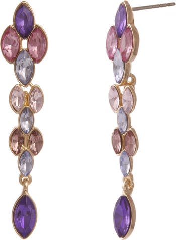 Christian Siriano Linear Multi Colored Stone Drop Earrings | Nordstromrack