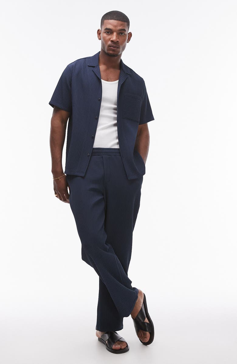Topman Plissé Pull-On Wide Leg Pants | Nordstromrack