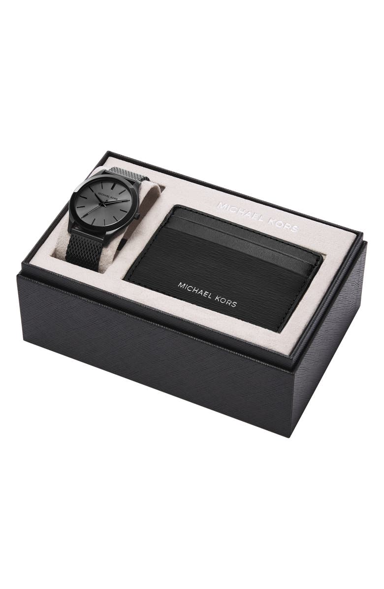 Michael Kors Runway Quartz Mesh Strap Watch & Leather Card Case, 44mm ...