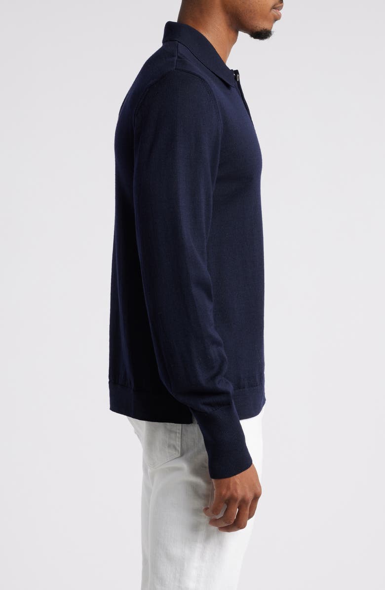 Officine Générale Brutus Long Sleeve Merino Wool Polo Sweater ...