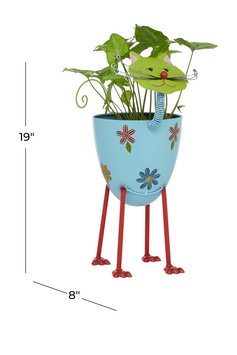 Blue Metal Indoor & Outdoor Cat Planter with Flower Pattern | Nordstromrack
