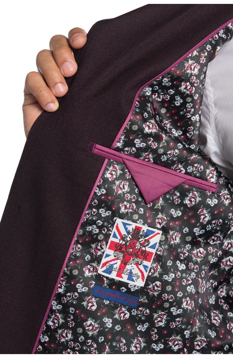 English Laundry Burgundy Solid Two Button Notch Lapel Slim Fit 2-Piece ...