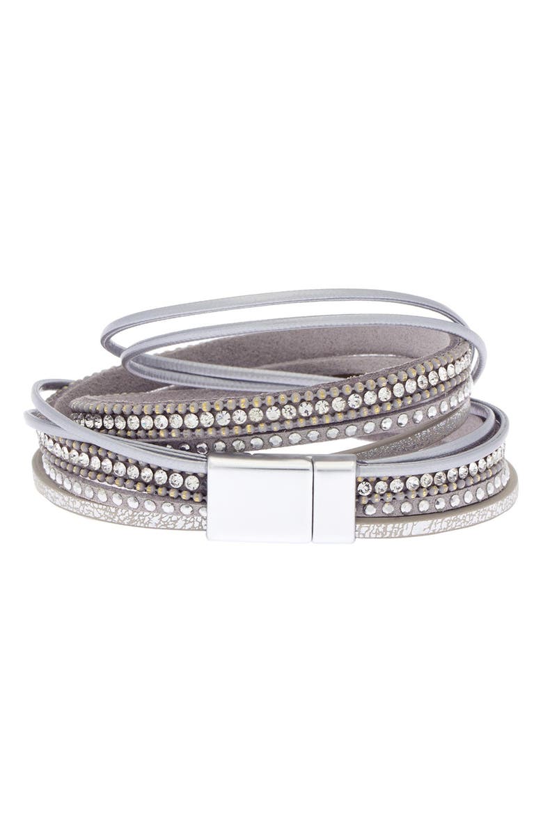 SAACHI Indulgent Crystal Embellished Multi Strand Faux Leather Bracelet ...