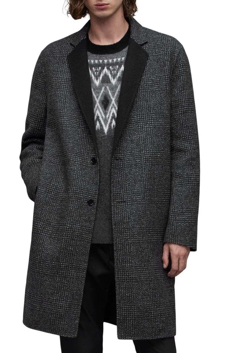 AllSaints Monroy Houndstooth Notch Lapel Coat | Nordstromrack
