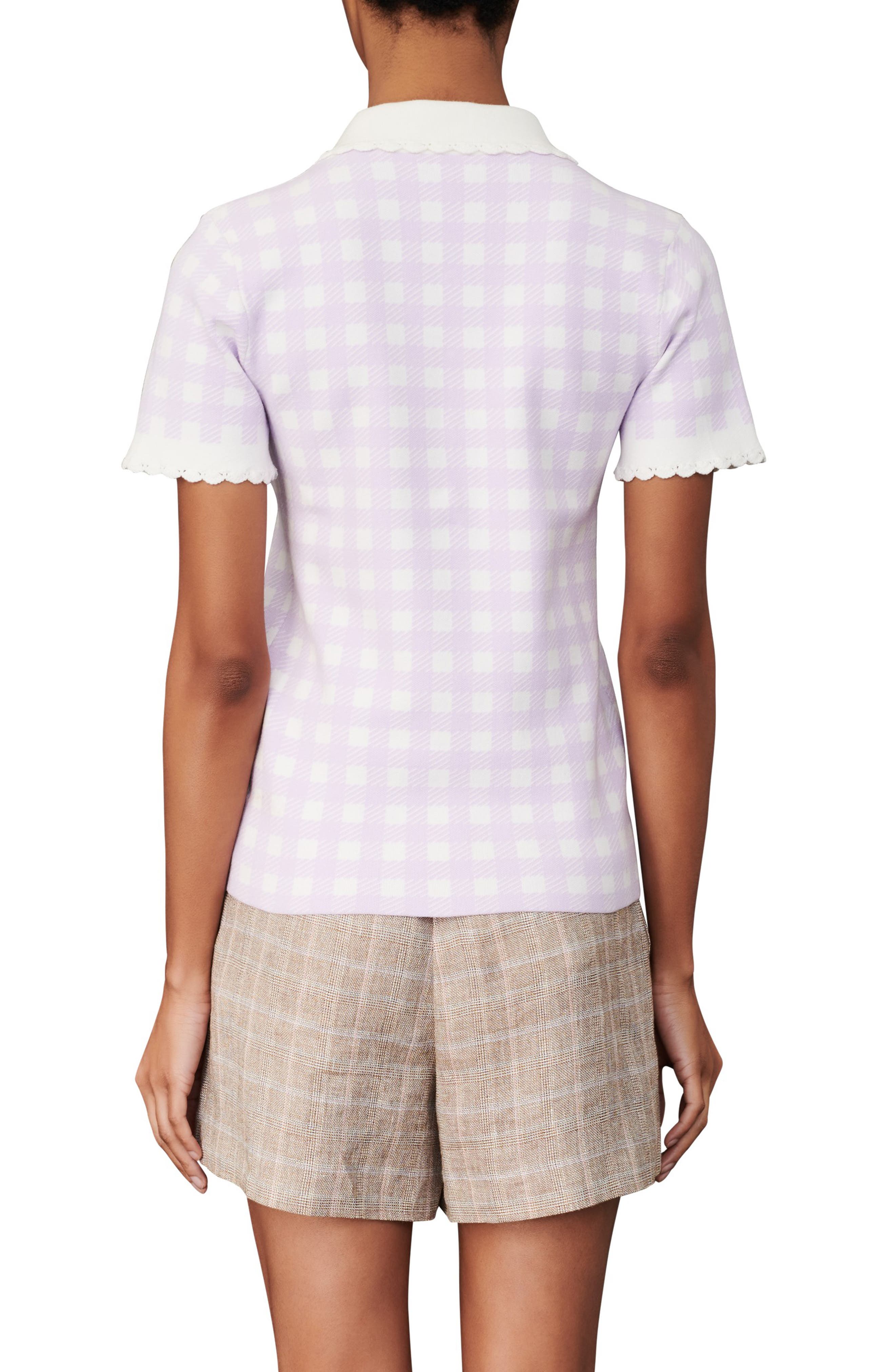 maje Plaid Short Sleeve Sweater | Nordstromrack