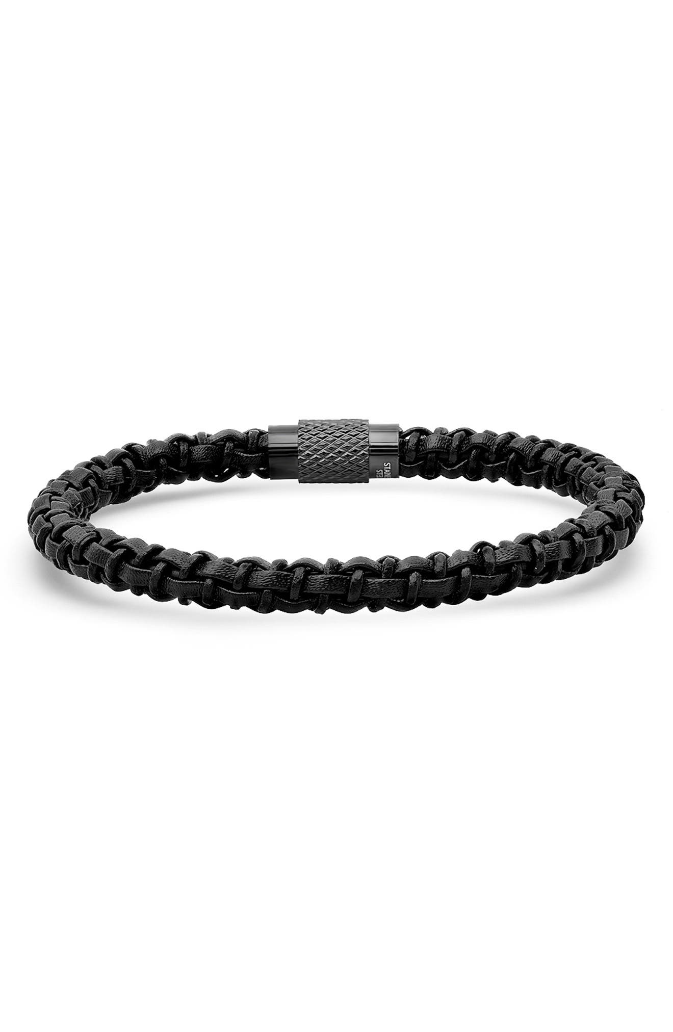 HMY JEWELRY Men's Braided Leather Bracelet | Nordstromrack