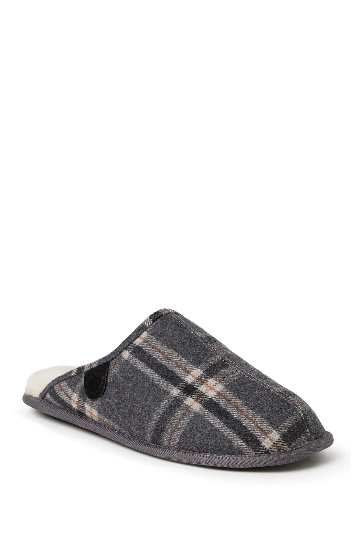 DEARFOAMS Microwool Genuine Shearling Cuff Plaid Slipper | Nordstromrack
