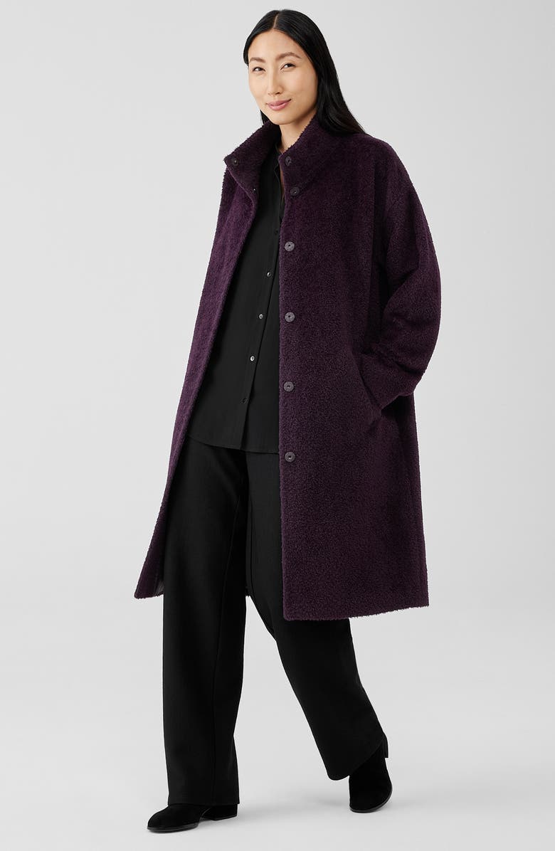 Eileen Fisher Stand Collar Sheared Wool Blend Coat | Nordstromrack