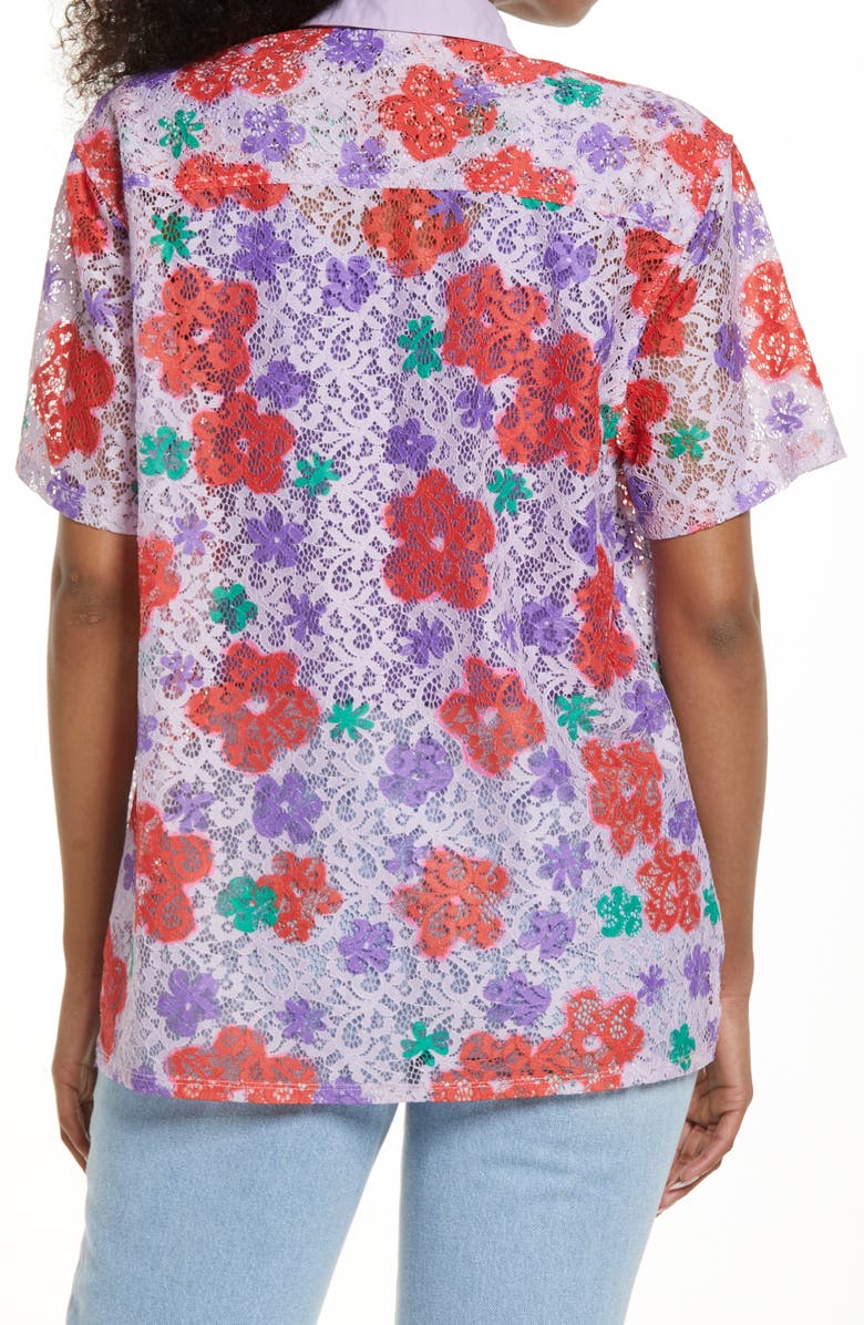 BP. Be Proud Pride Gender Inclusive Floral Lace Button-Up Shirt ...