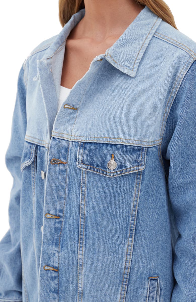 4th & Reckless x Jourdan Sloane Mirissa Oversize Two-Tone Denim Trucker ...