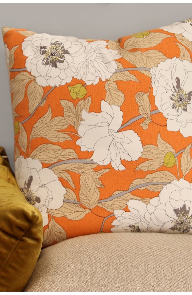 STRATTON HOME DECOR Vintage Orange Floral 18" Square Pillow | Nordstromrack
