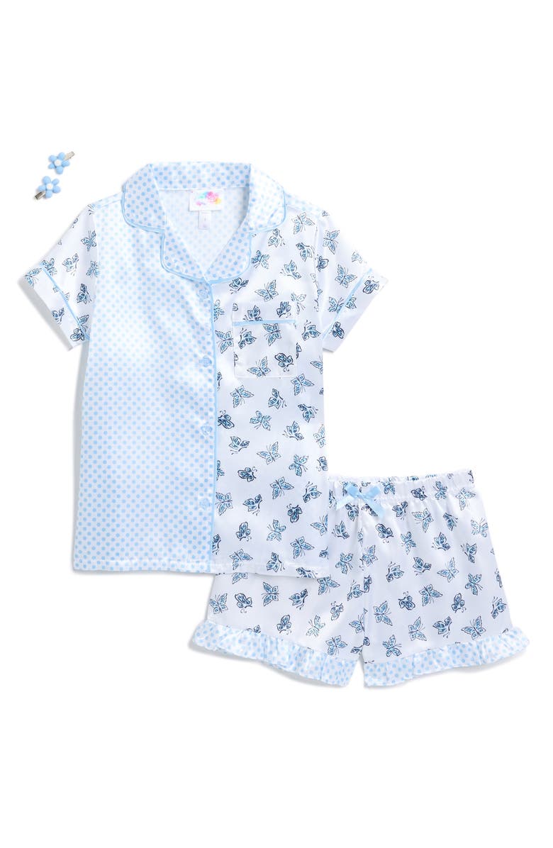 BTWEEN Kids' Satin Short Pajamas & Hair Clip Set | Nordstromrack