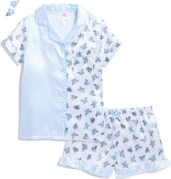 BTWEEN Kids' Satin Short Pajamas & Hair Clip Set | Nordstromrack