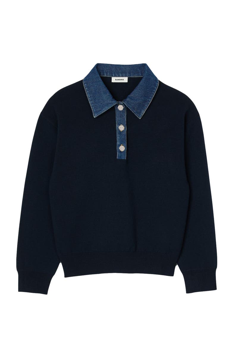 SANDRO Sweater with denim collar | Nordstrom