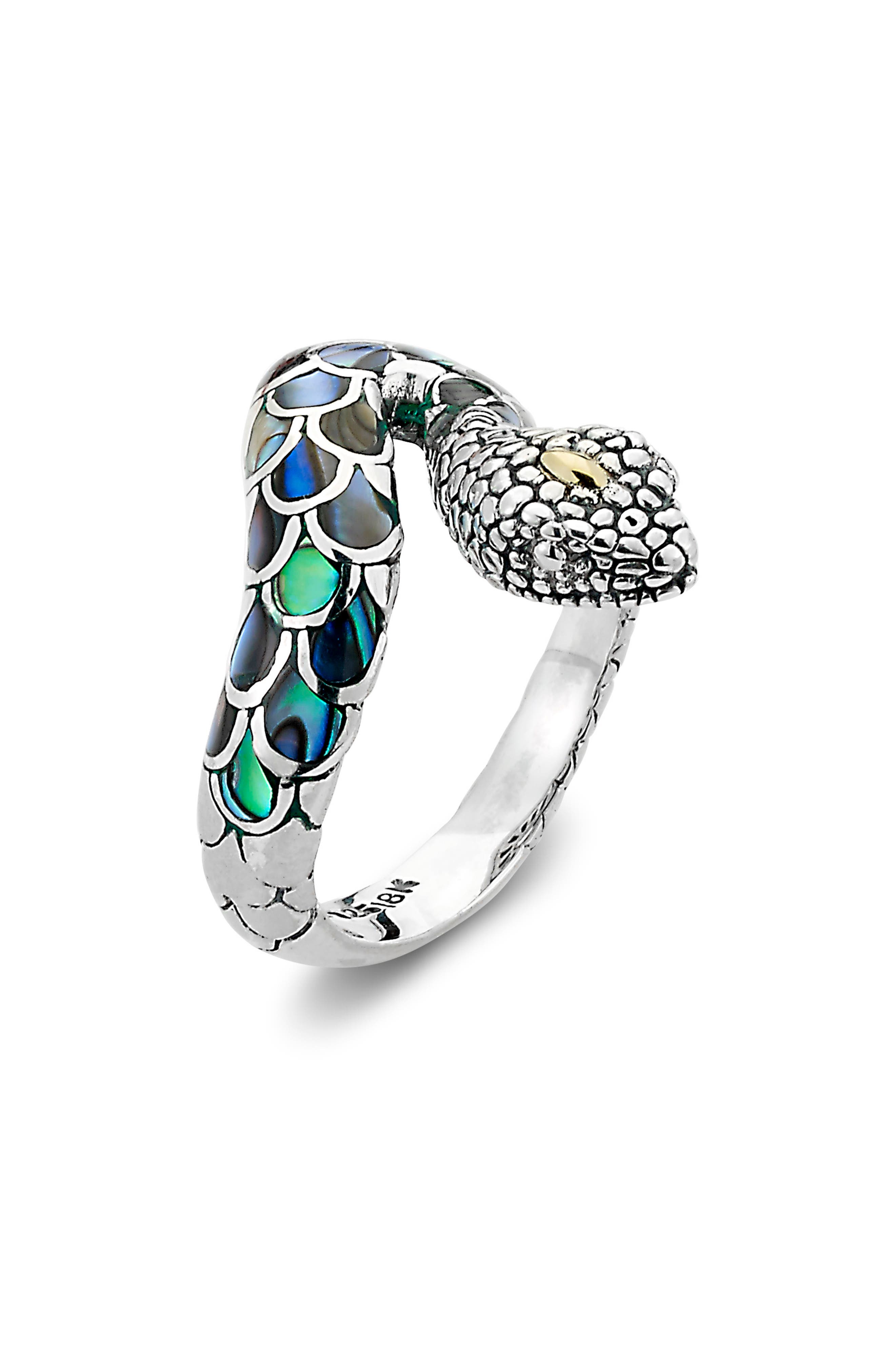 SAMUEL B. Sterling Silver & 18K Gold Abalone Snake Ring | Nordstromrack