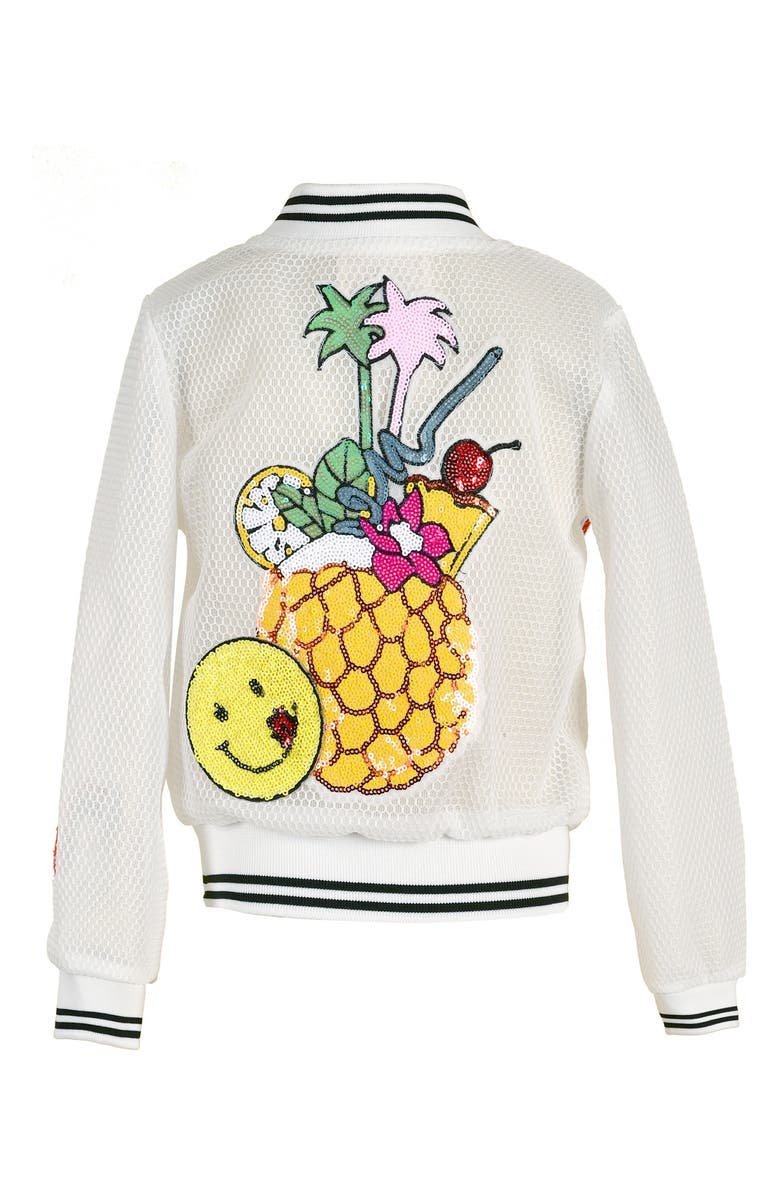 Hannah Banana Scuba Mesh Sequin Patch Bomber Jacket | Nordstromrack